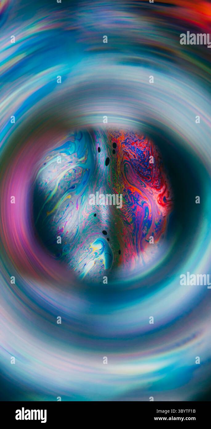 Rainbow blur oil. Paint mix. Multicolor round lens wave gasoline liquid ...