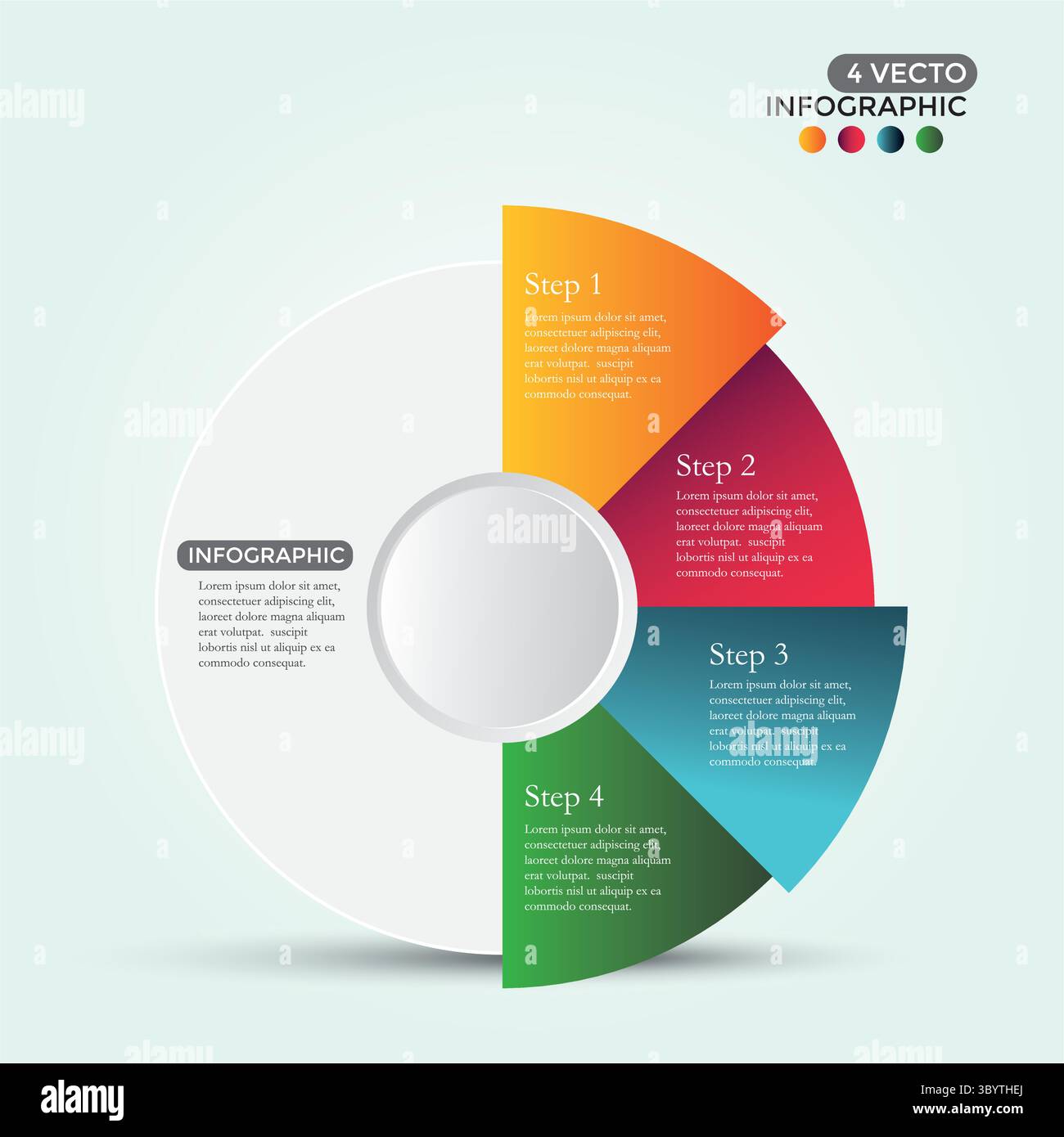 Infographics Vector Circle Template: A Business Concept with 4 Options ...