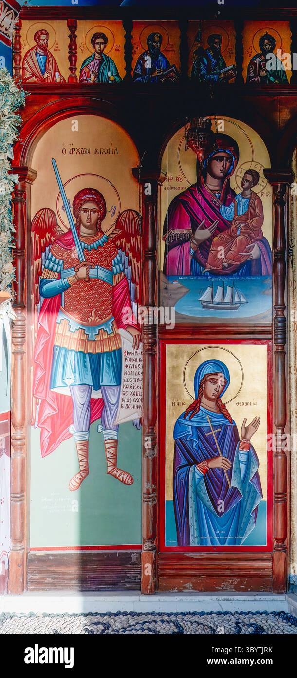 Chapel of Agios Nokolaos icones, religious artwork vibrant depictions ...