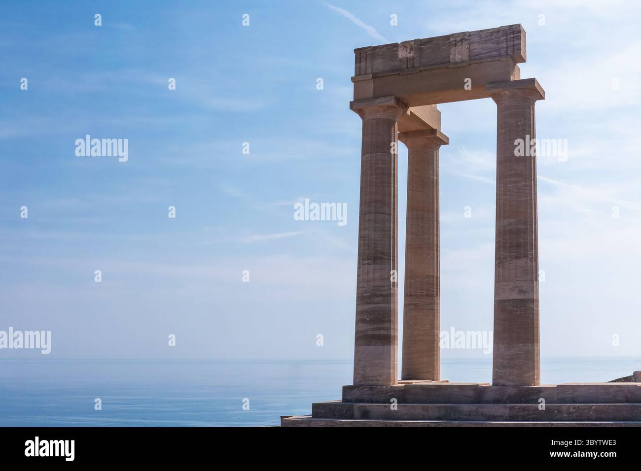 Rhodes, Greece - October 15, 2024: Ancient columns of Lindos Acropolis ...