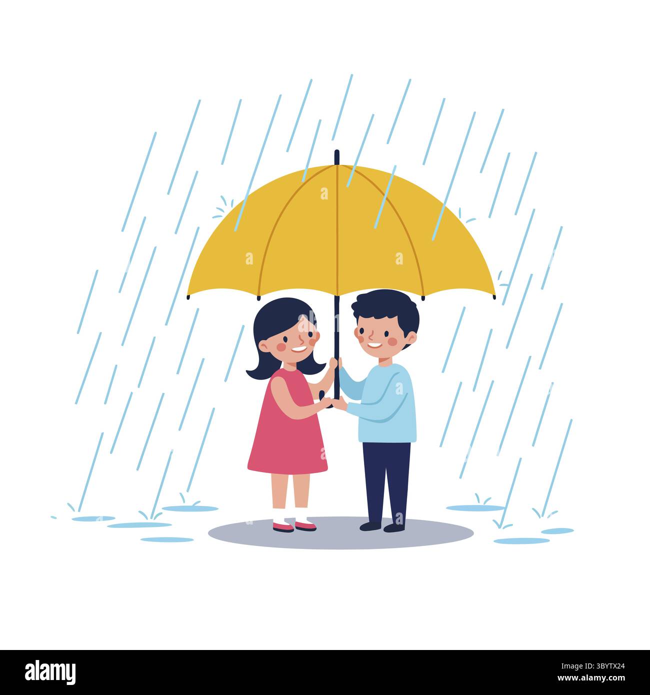 Happy girl in rain Stock Vector Images - Alamy