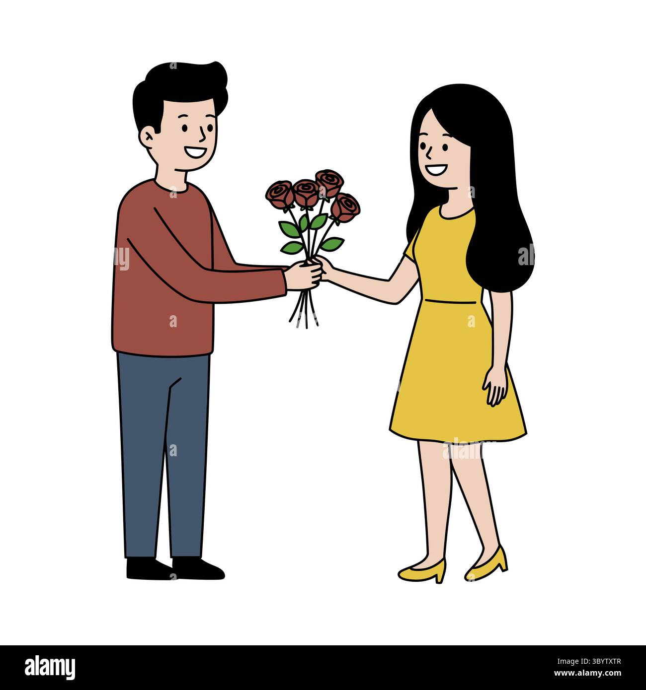 Woman giving gift boyfriend Stock Vector Images - Alamy