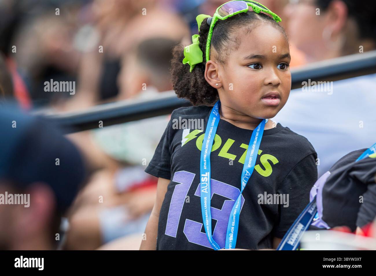 July 17, 2025: A young Volts fan enjoys the game during the Athletes ...