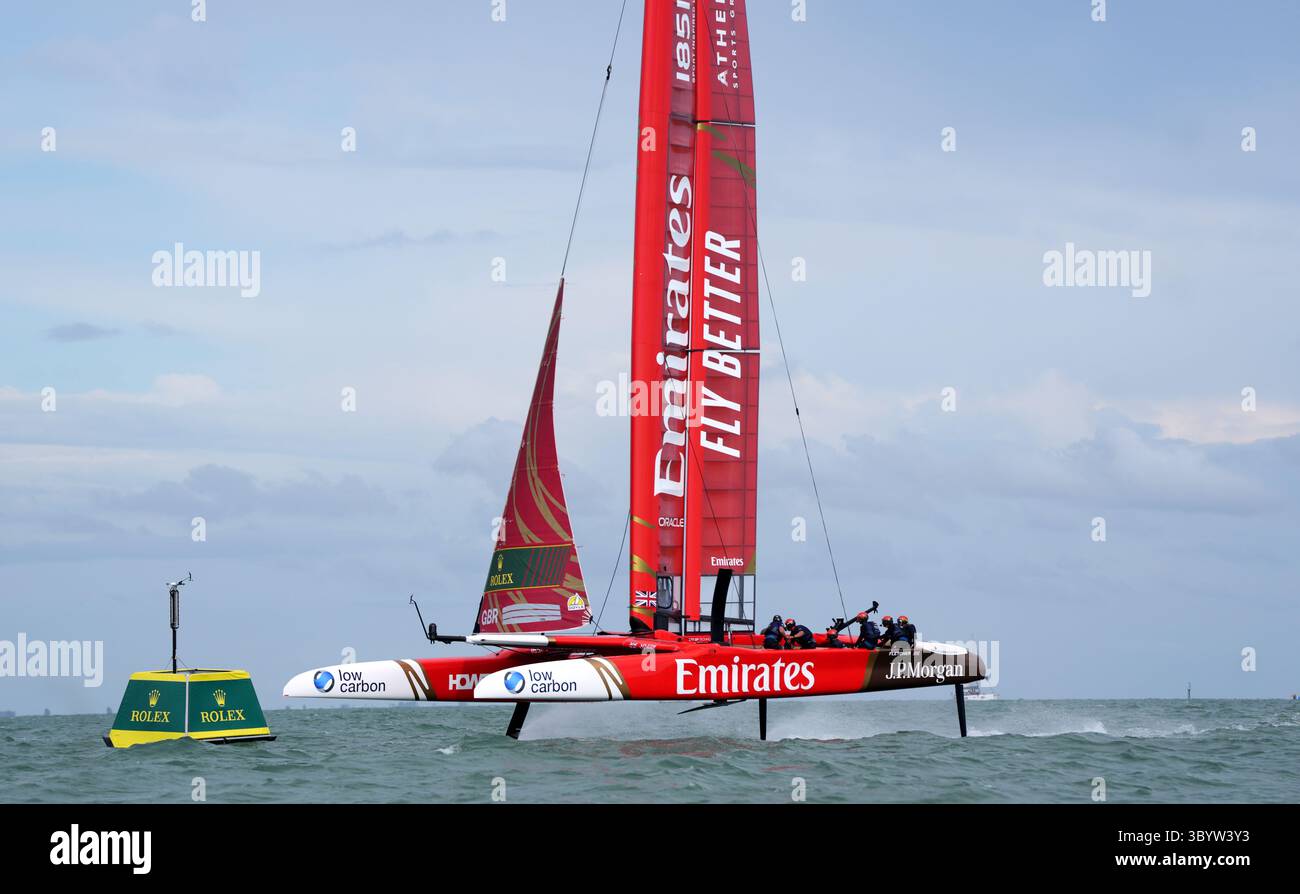 The Emirates Great Britain SailGP team boat during day two of the ...