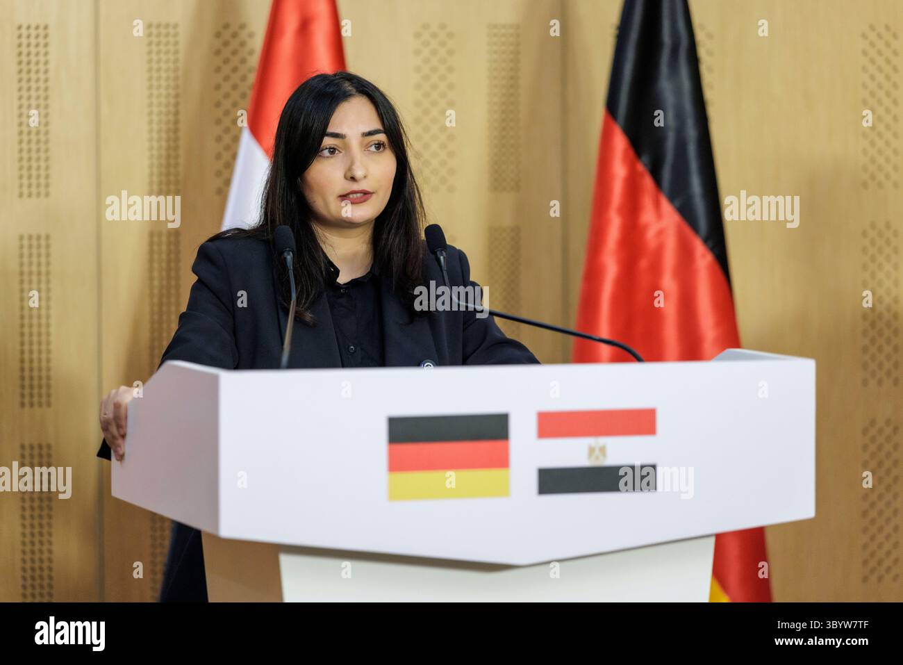 Federal Development Minister Reem Alabali Radovan (SPD) pictured during a press conference in El ...