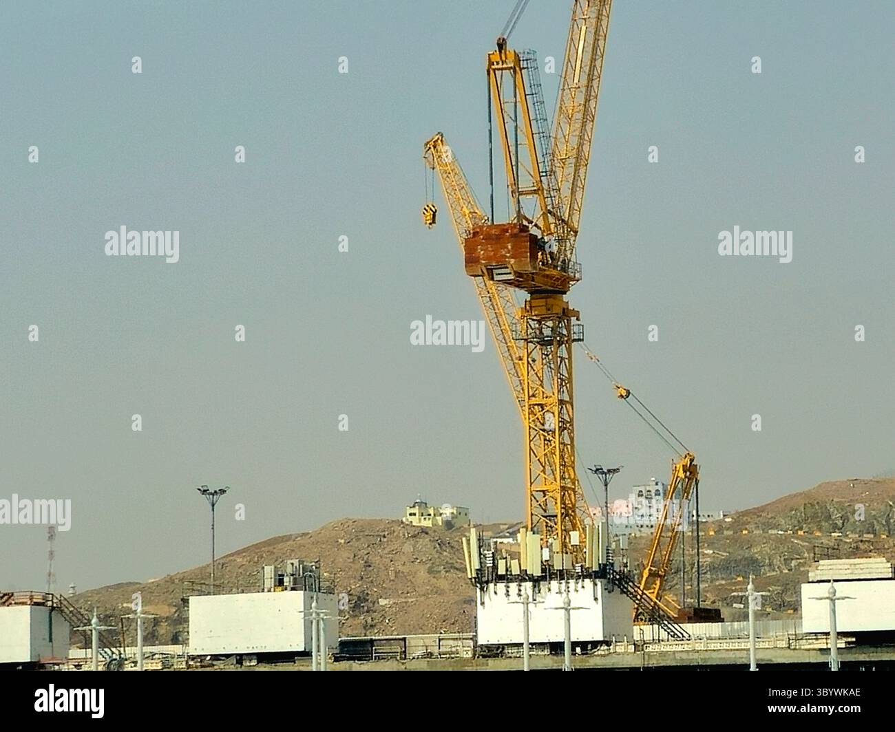 Mecca, Saudi Arabia, June 13 2024: Crane towers at the site of the ...