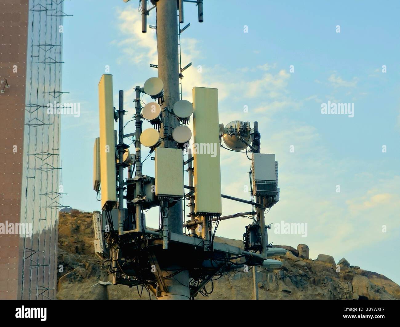 Mecca, Saudi Arabia, June 18 2024: cell site, cell phone tower, cell ...