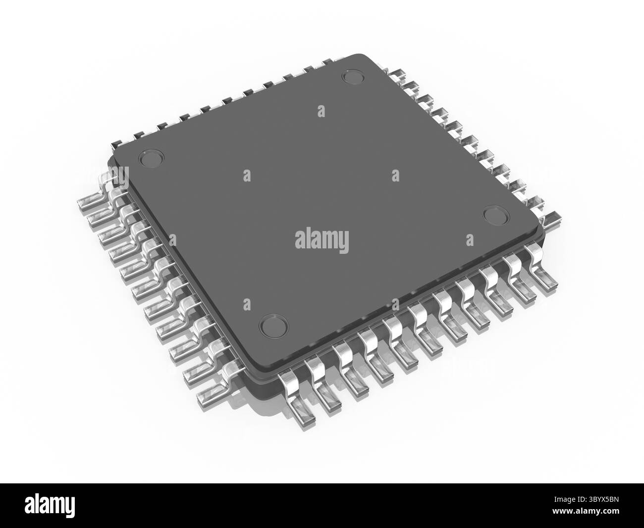 3d Microship, processor with contacts and realistic shadows, isolated ...