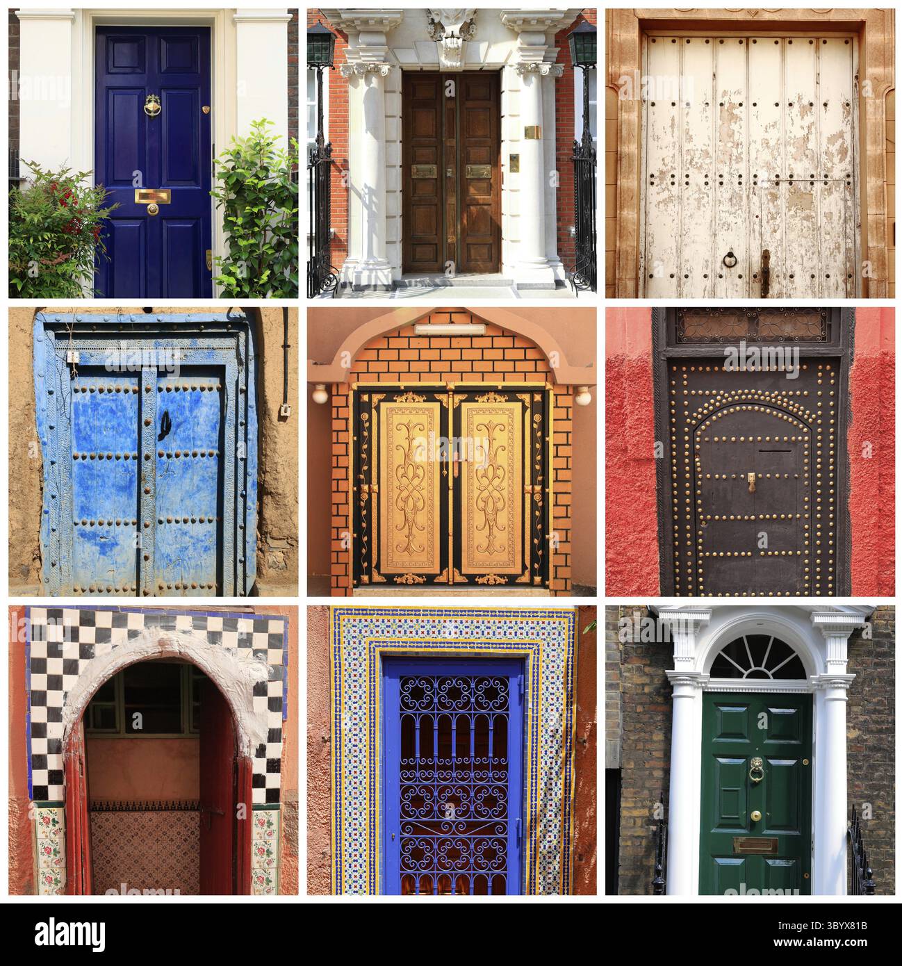 Collage of different doors and gates from all over the World, Collage ...
