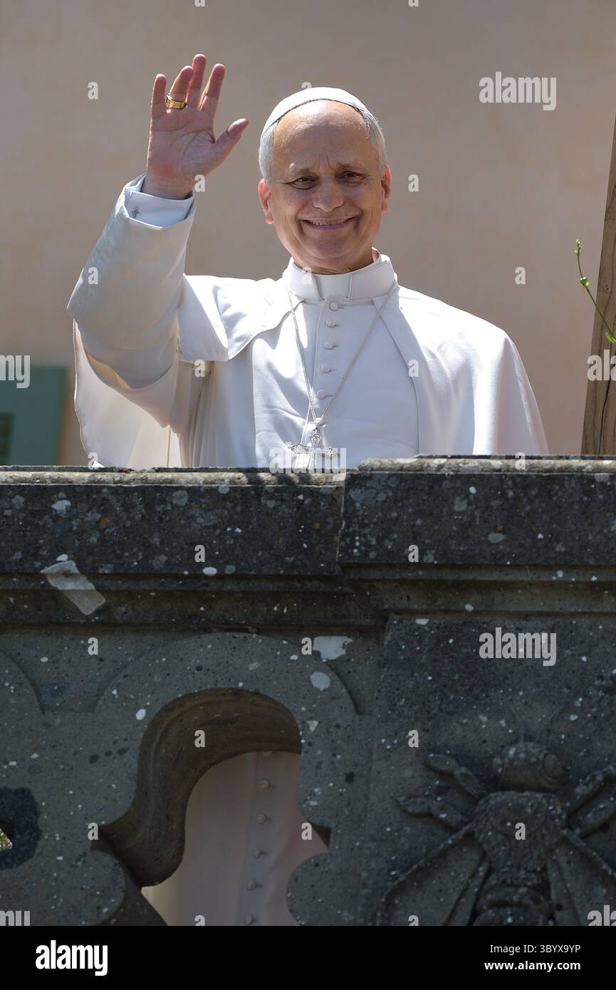 ROME, ITALY - JULY 20: Pope Leo XIV looks out the window of Villa ...