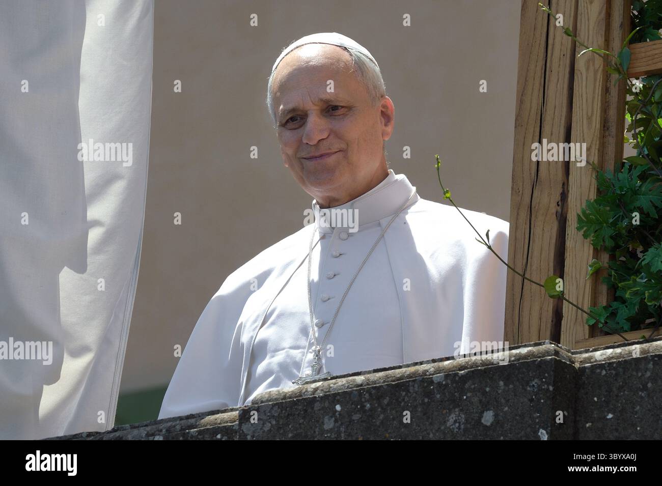 ROME, ITALY - JULY 20: Pope Leo XIV looks out the window of Villa ...