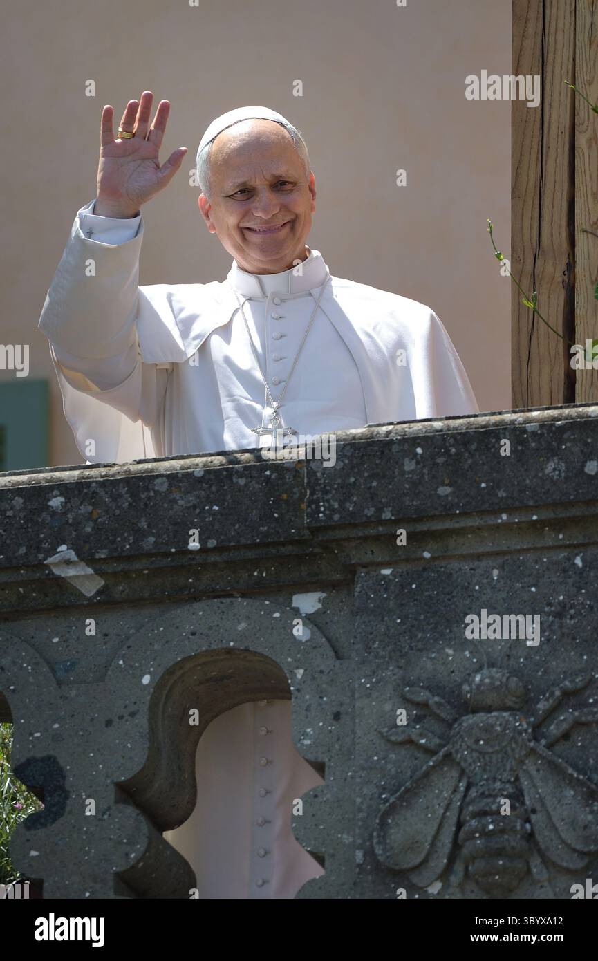 ROME, ITALY - JULY 20: Pope Leo XIV looks out the window of Villa ...
