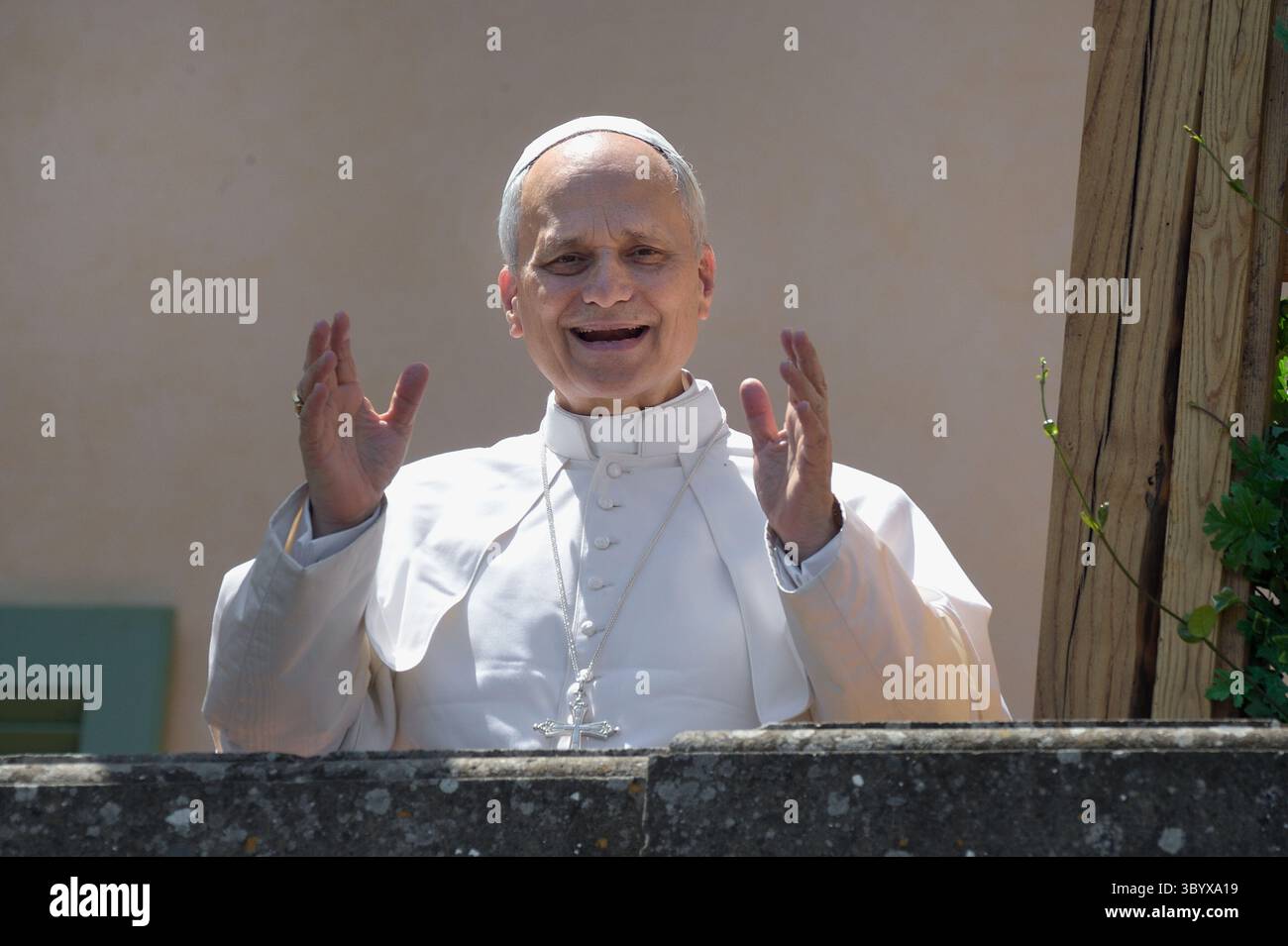 ROME, ITALY - JULY 20: Pope Leo XIV looks out the window of Villa ...