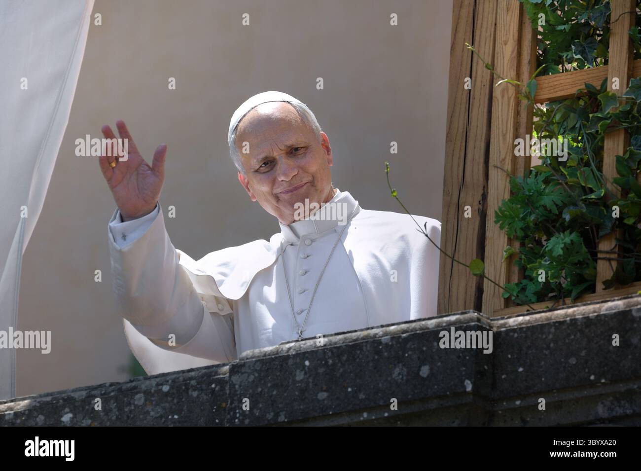 ROME, ITALY - JULY 20: Pope Leo XIV looks out the window of Villa ...