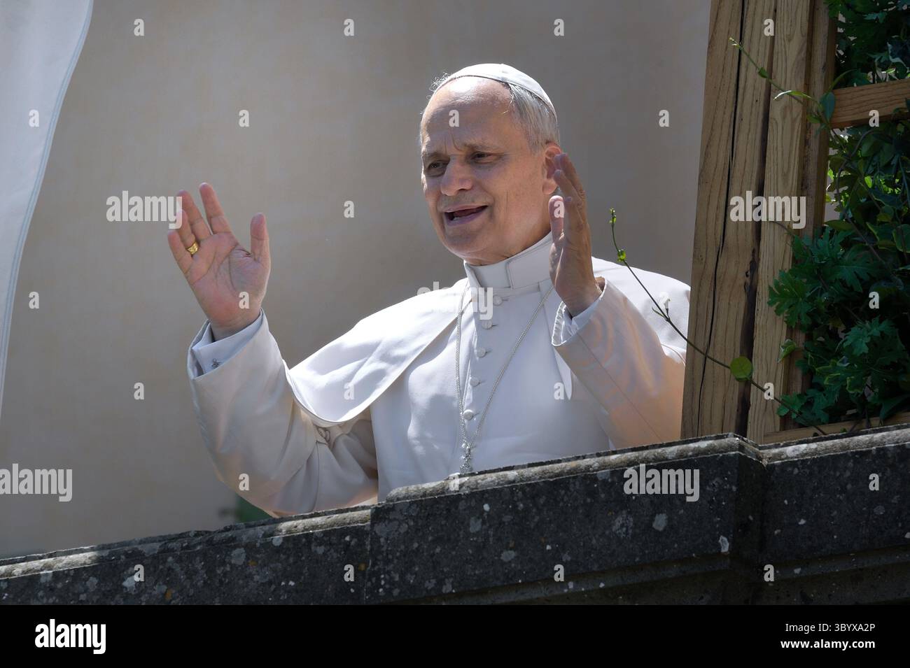 ROME, ITALY - JULY 20: Pope Leo XIV looks out the window of Villa ...
