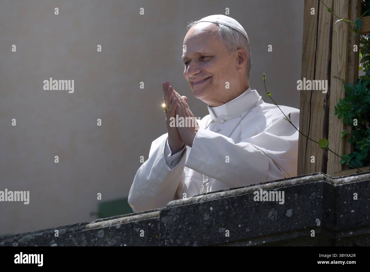ROME, ITALY - JULY 20: Pope Leo XIV looks out the window of Villa ...