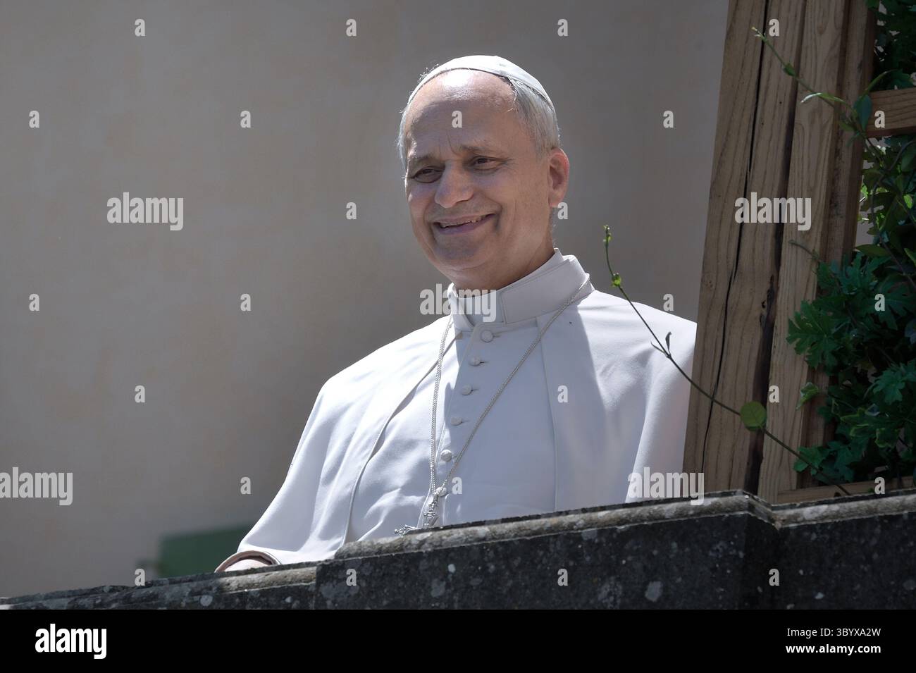 ROME, ITALY - JULY 20: Pope Leo XIV looks out the window of Villa ...