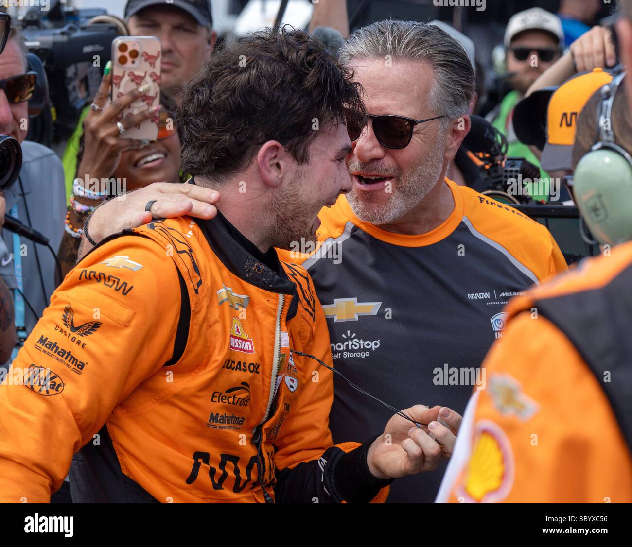 McLaren Racing CEO Zak Brown congratulates his driver Pato O'Ward of ...