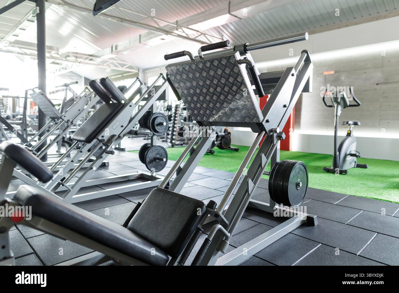 Modern gym with leg press machine and strength training equipment for ...