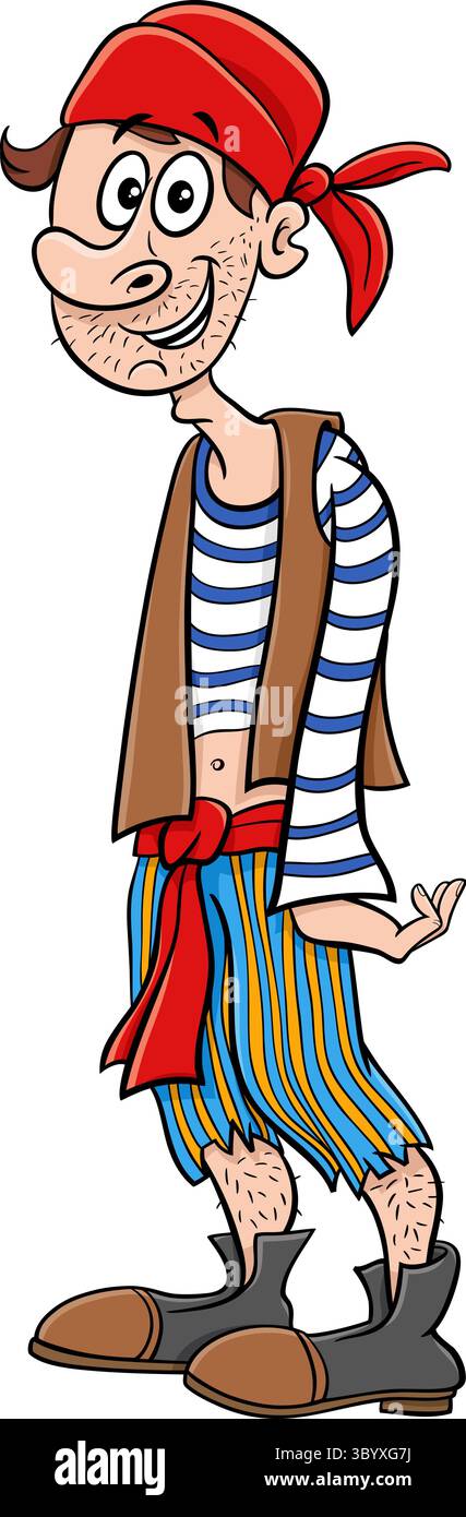 Cartoon illustration of funny young pirate comic character Stock Vector ...