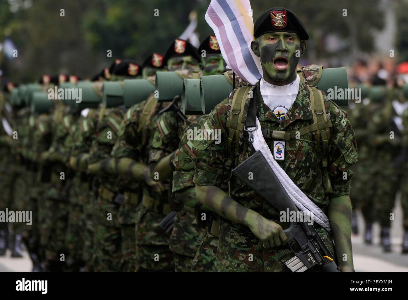 Soldiers march during an Independence Day military parade in Bogota ...