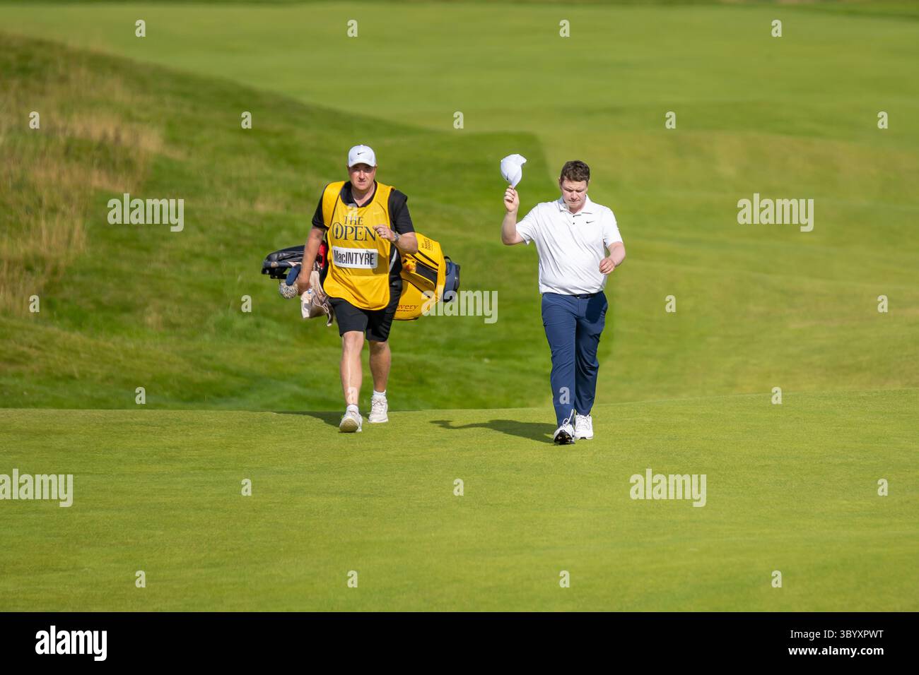 Portrush, Ireland. 20th July 2025. Robert McIntyre and caddie on the ...
