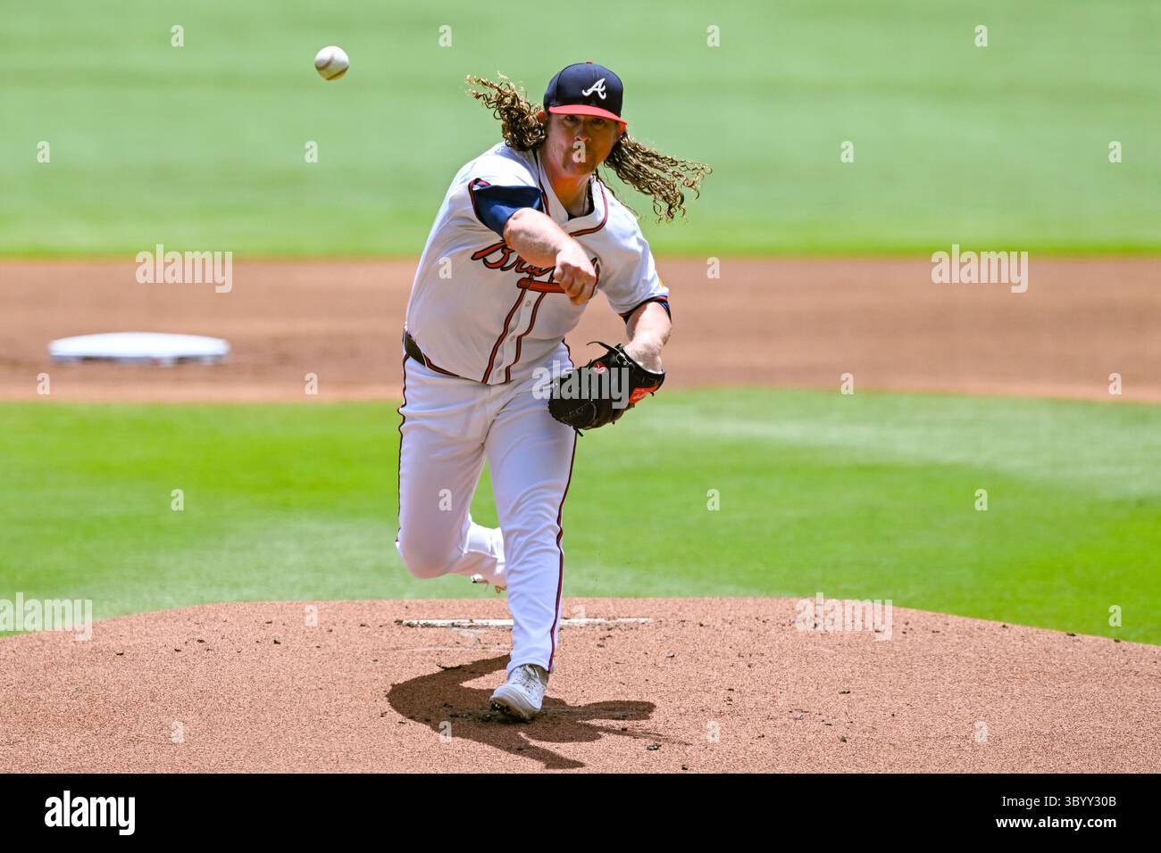 ATLANTA, GA – JULY 20: Atlanta starting pitcher Grant Holmes (66 ...
