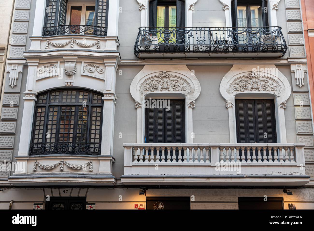 Madrid, Spain. Modernist building at Calle de Atocha, redesigned in ...