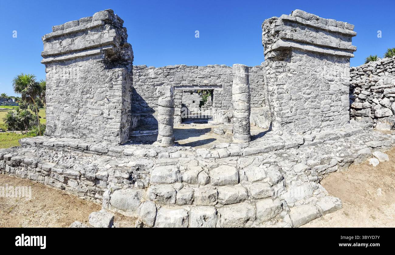 Mexico, Tulum, December 25, 2023, panoramic view of the ruin of the ...