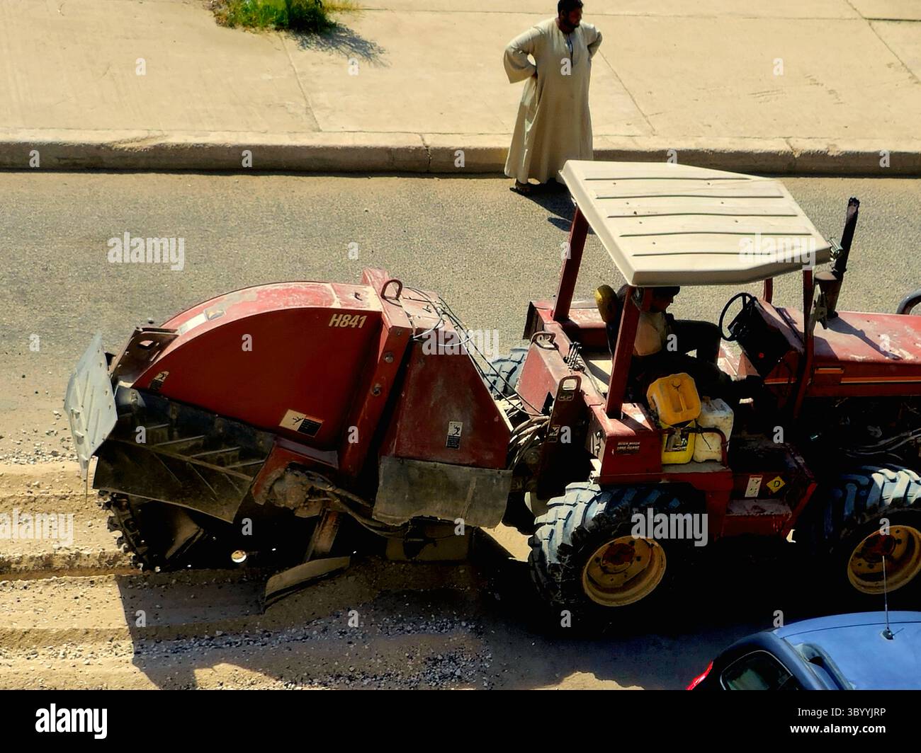 Giza, Egypt, July 16 2025: A powerful piece of construction equipment ...