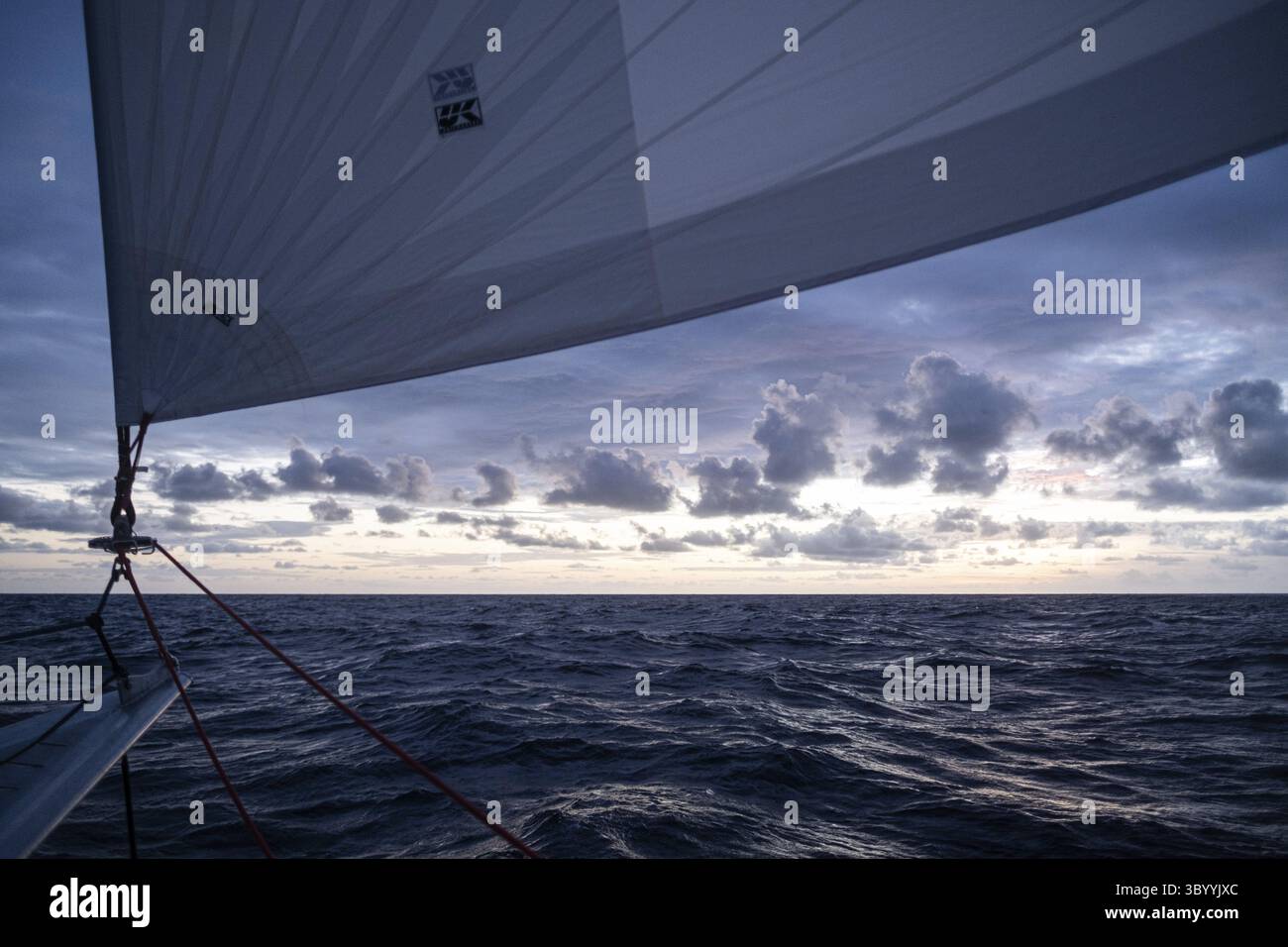 Catamaran in the South Atlantic with blue Genakker sail Stock Photo - Alamy