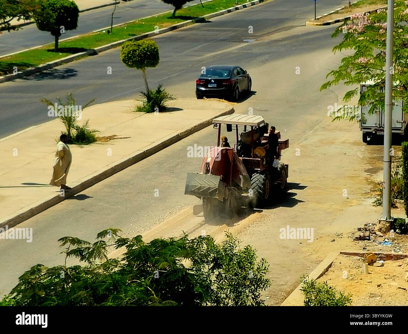 Giza, Egypt, July 16 2025: A powerful piece of construction equipment ...