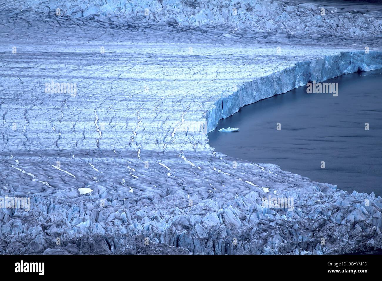Harsh glaciers of Arctic. Live glacier: Front wall and glacial grotto ...