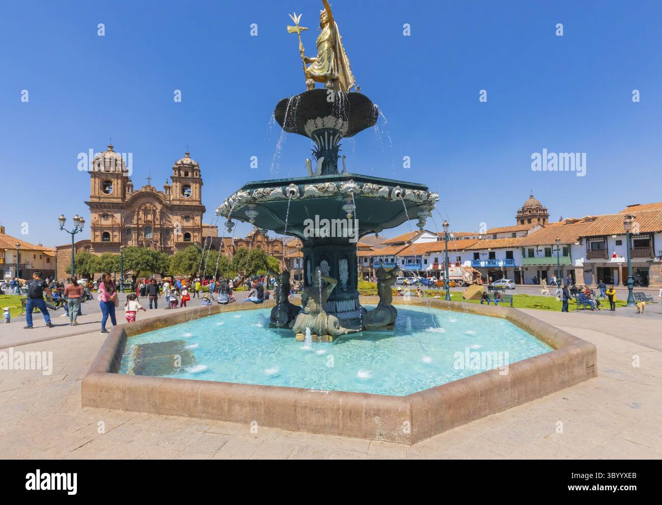 Cuzco Peru, August 16 main square of Cuzco built in 1540 in colonial ...