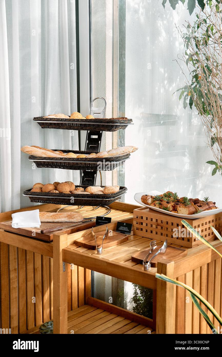 Variety breads arranged on table hi-res stock photography and images ...