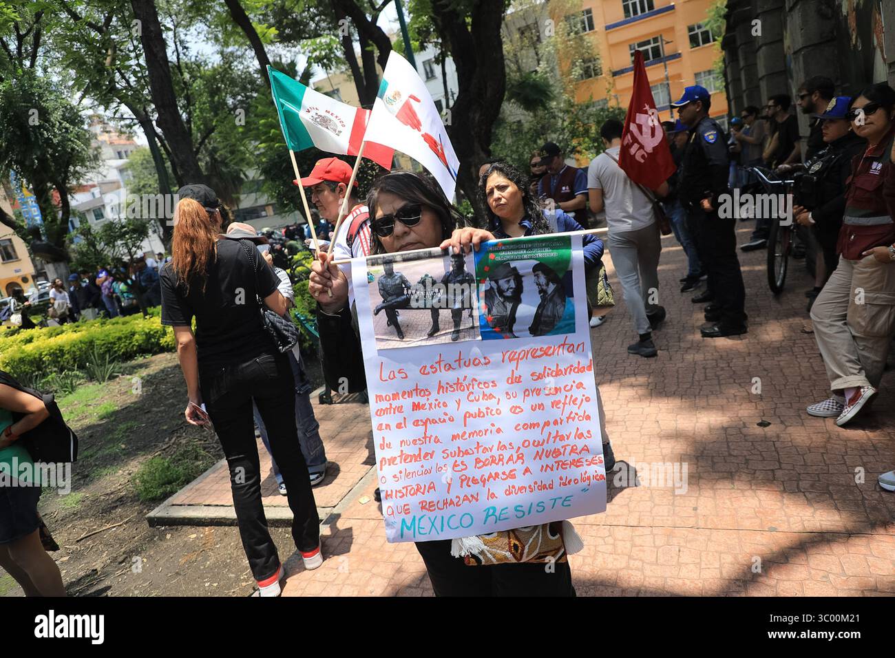 People take part during a protest against the removal of statues of ...