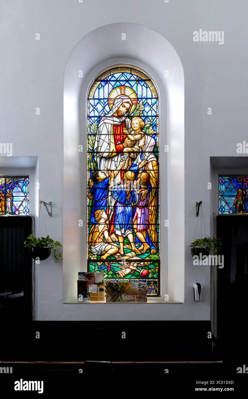 Stained glass window in St. Andrew's Presbyterian Kirk. Nassau, Bahamas ...