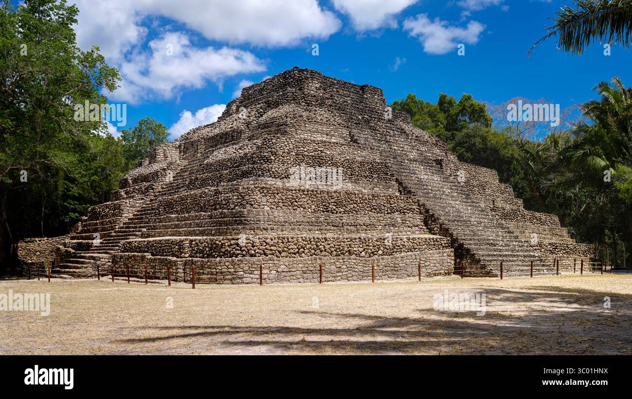 Temple 24, Chacchoben Mayan Ruins. Circa 300-360AD. Costa Maya, Mexico ...