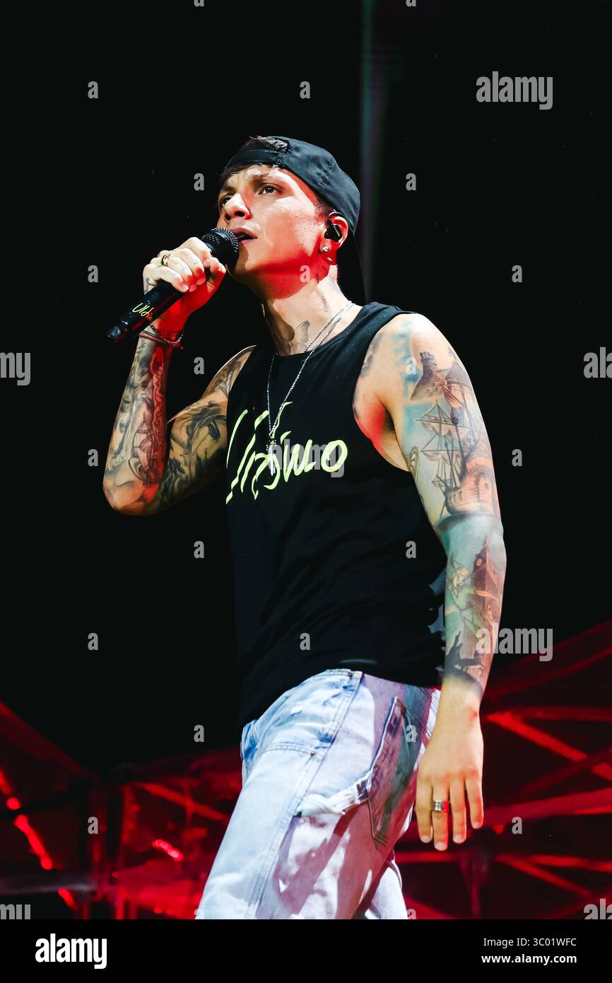 Milan, Ultimo performs in concert in the rain during the Stadi Tour ...