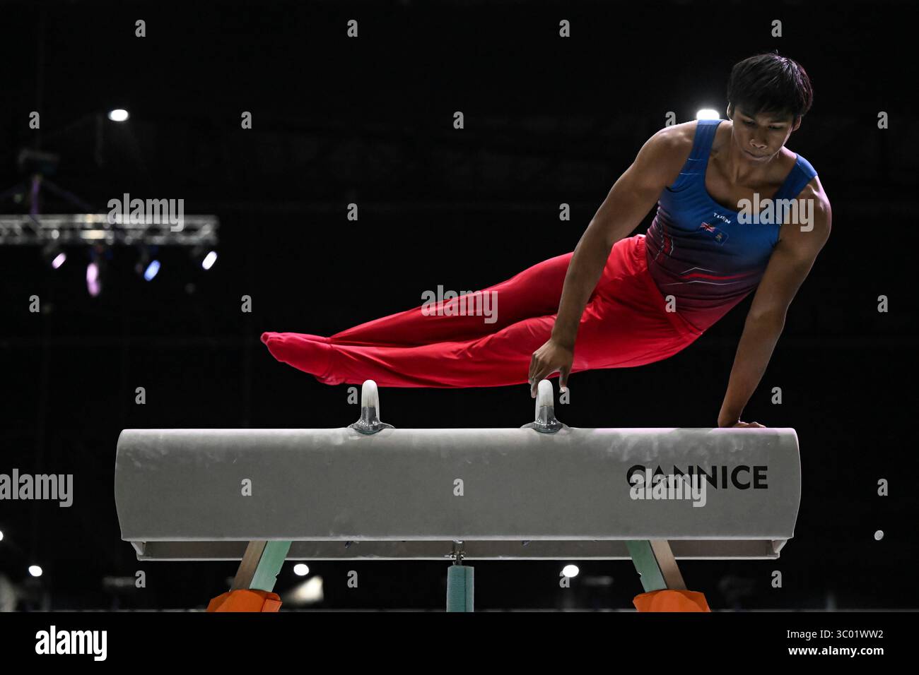 June 10, 2025, Panama City, Panama: KARTHIK SABASTIAN ADAPA practices on the pommel horse before ...