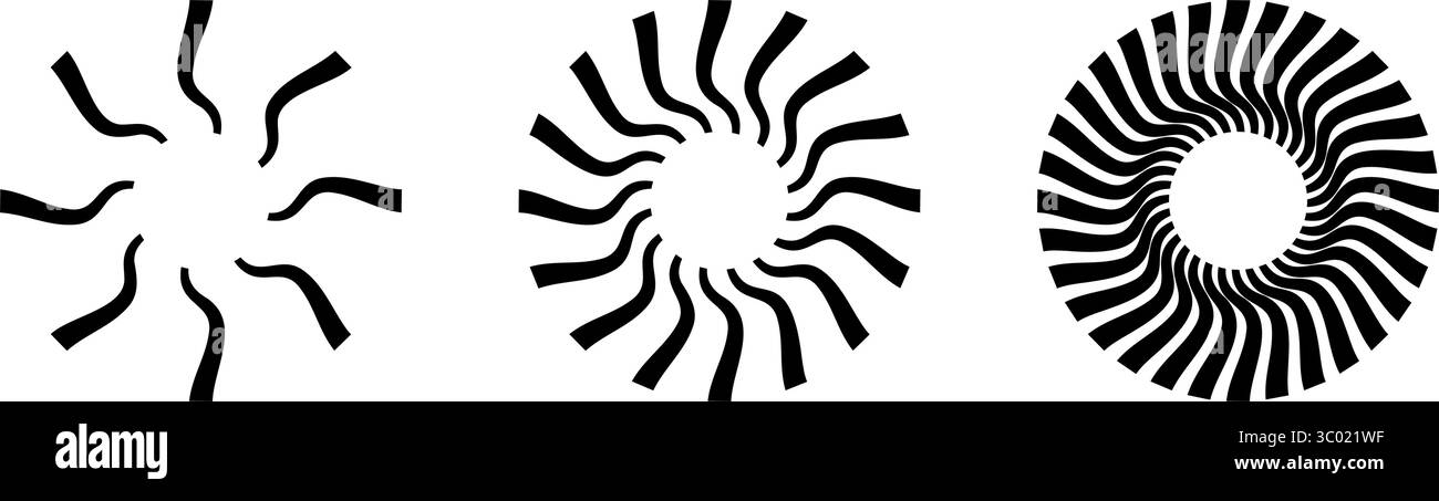 Spinner sun symbols. Round swirl icons. Windmill, propeller, ventilator ...