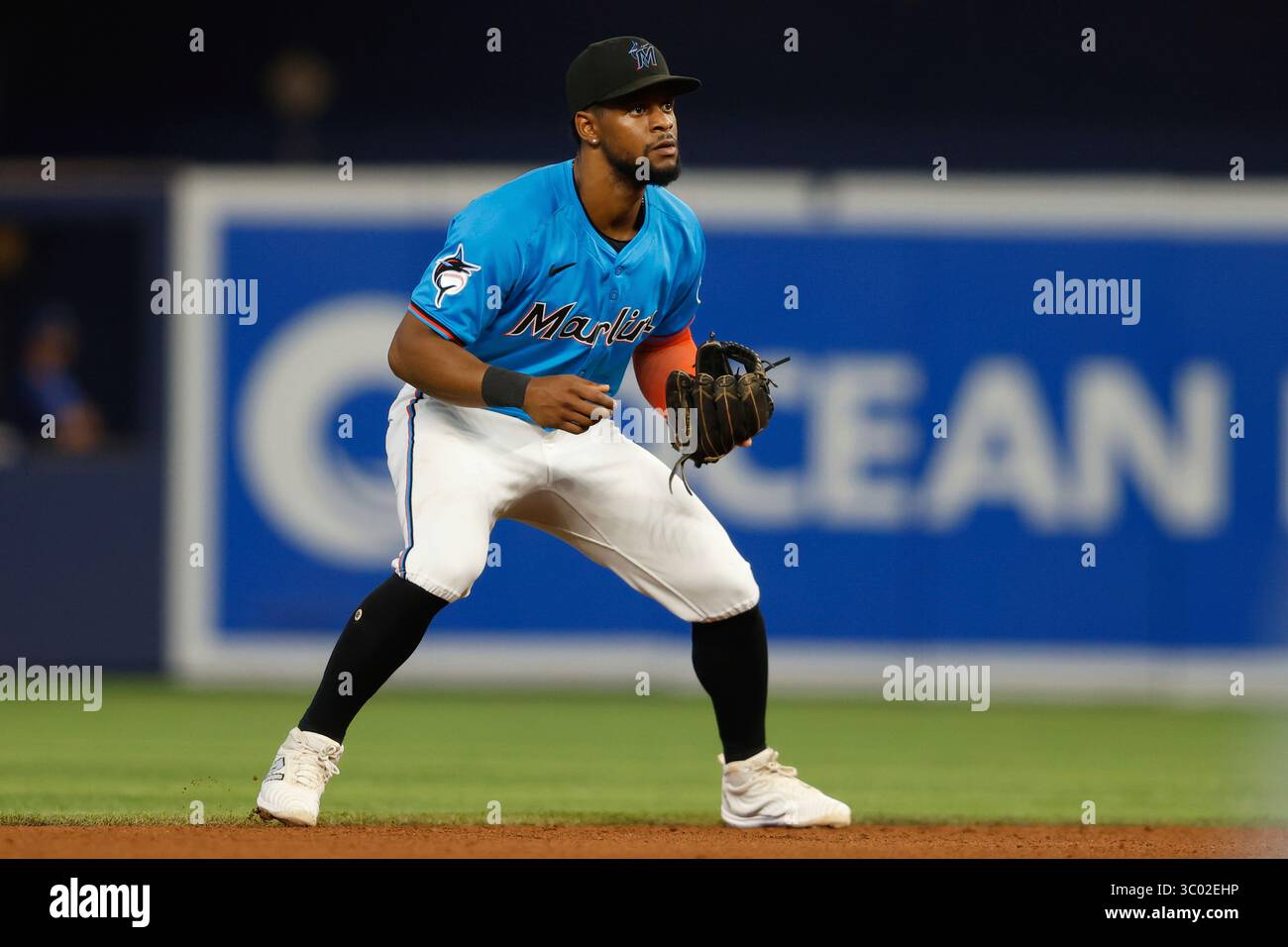 MIAMI, FL - JULY 20: Miami Marlins second base Otto Lopez (6) looks on ...
