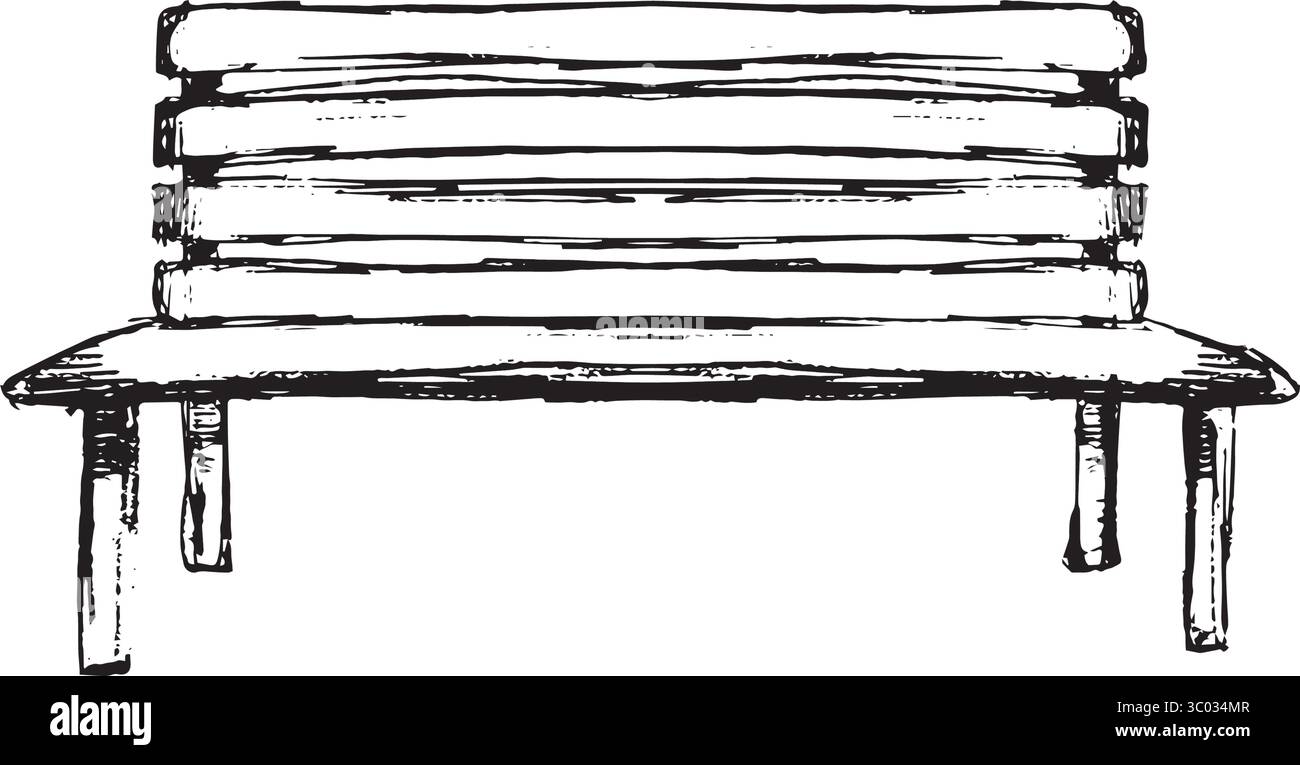 This is a stylized illustration of a beautifully designed wooden bench ...