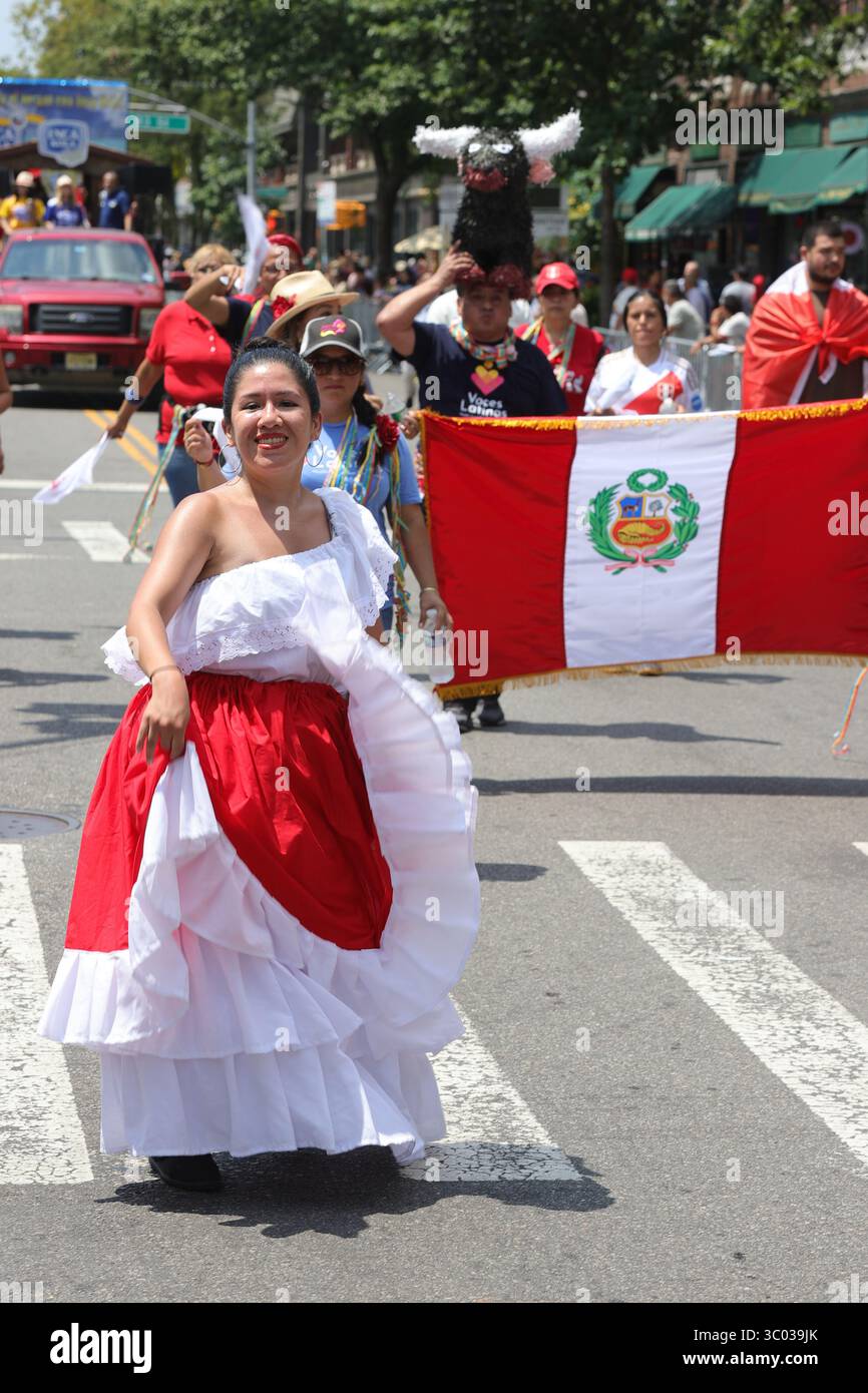 NEW YORK, NEW YORK – JULY 20: Peruvian dancer performs alongside ...