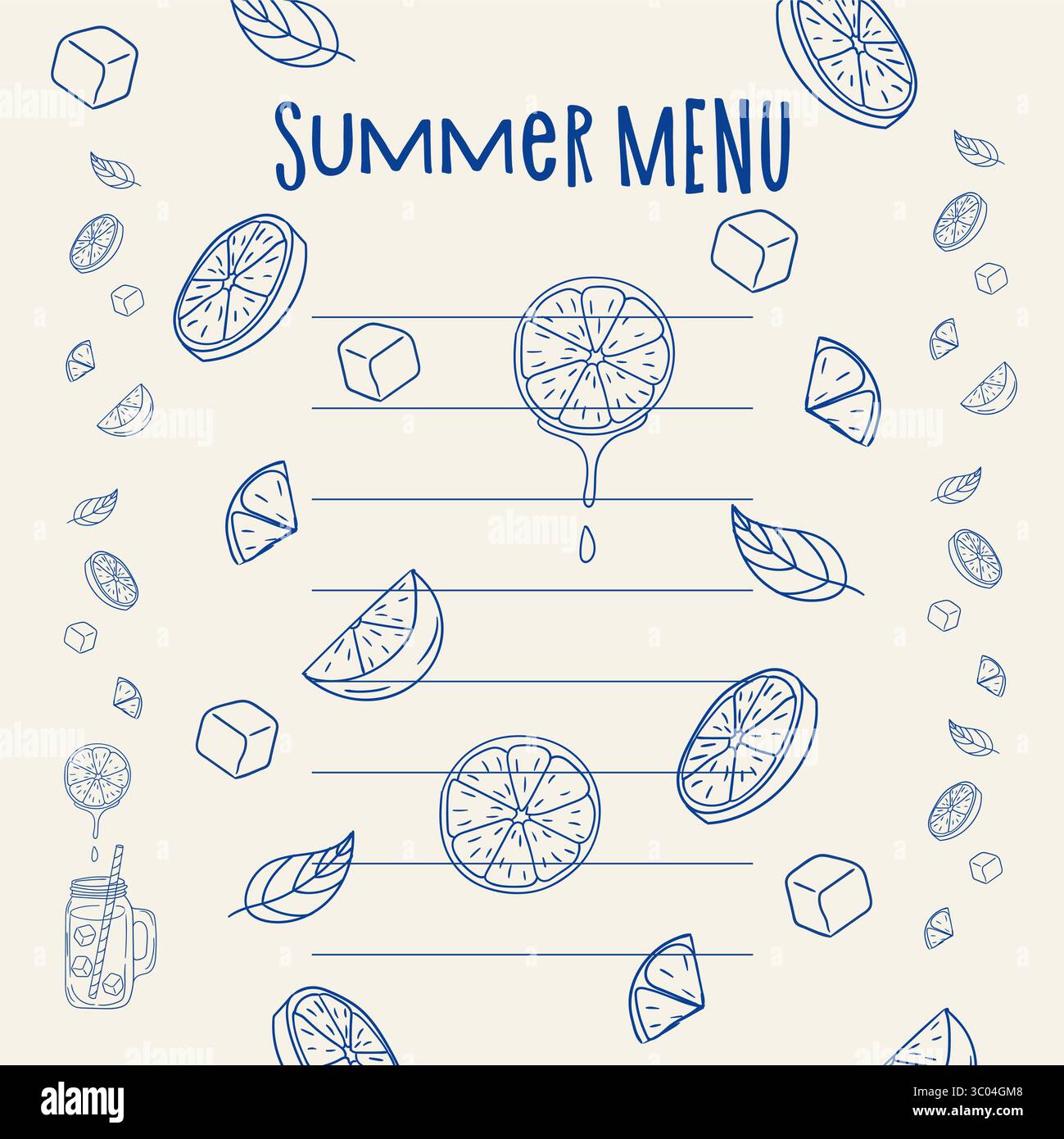 Summer menu design featuring lemon and ice elements for refreshing ...