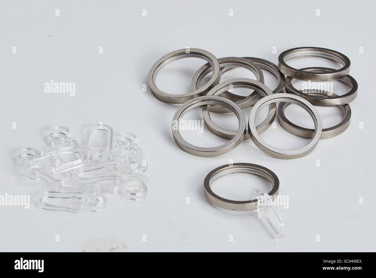 Steel ring pipe with plastic hook isolated nature background with ...