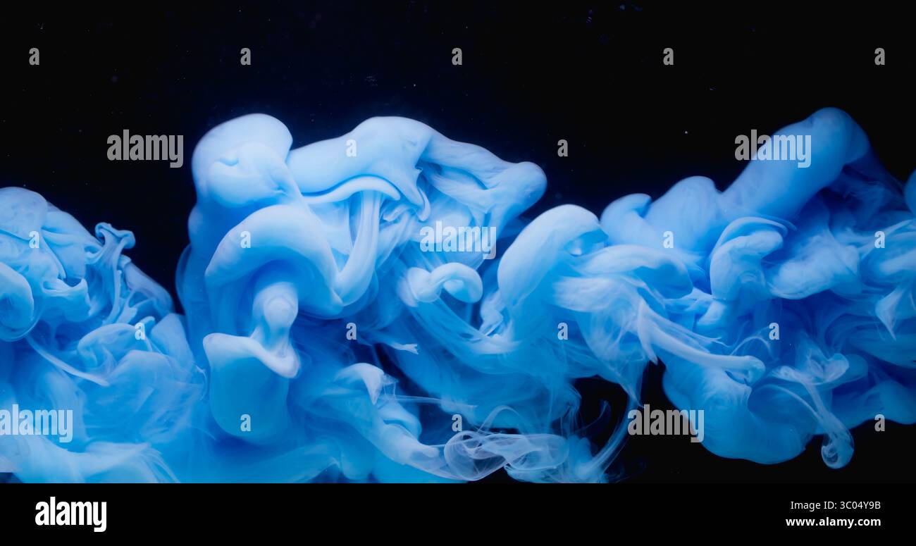 Ink background. Liquid splash. Defocused blue color water swirling ...