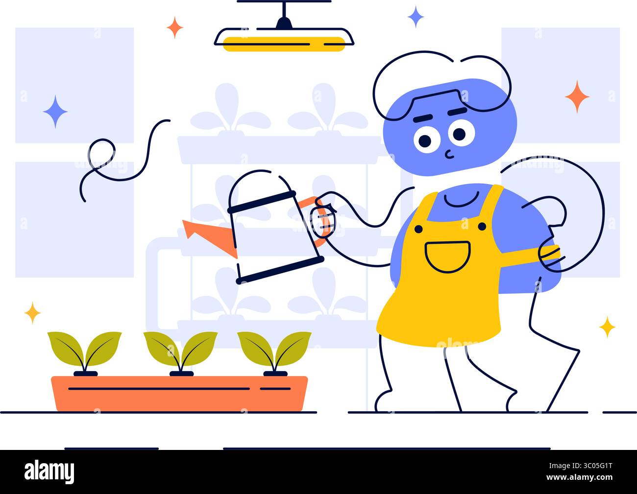 Hydroponics Technology Vector Illustration Featuring a Greenhouse ...