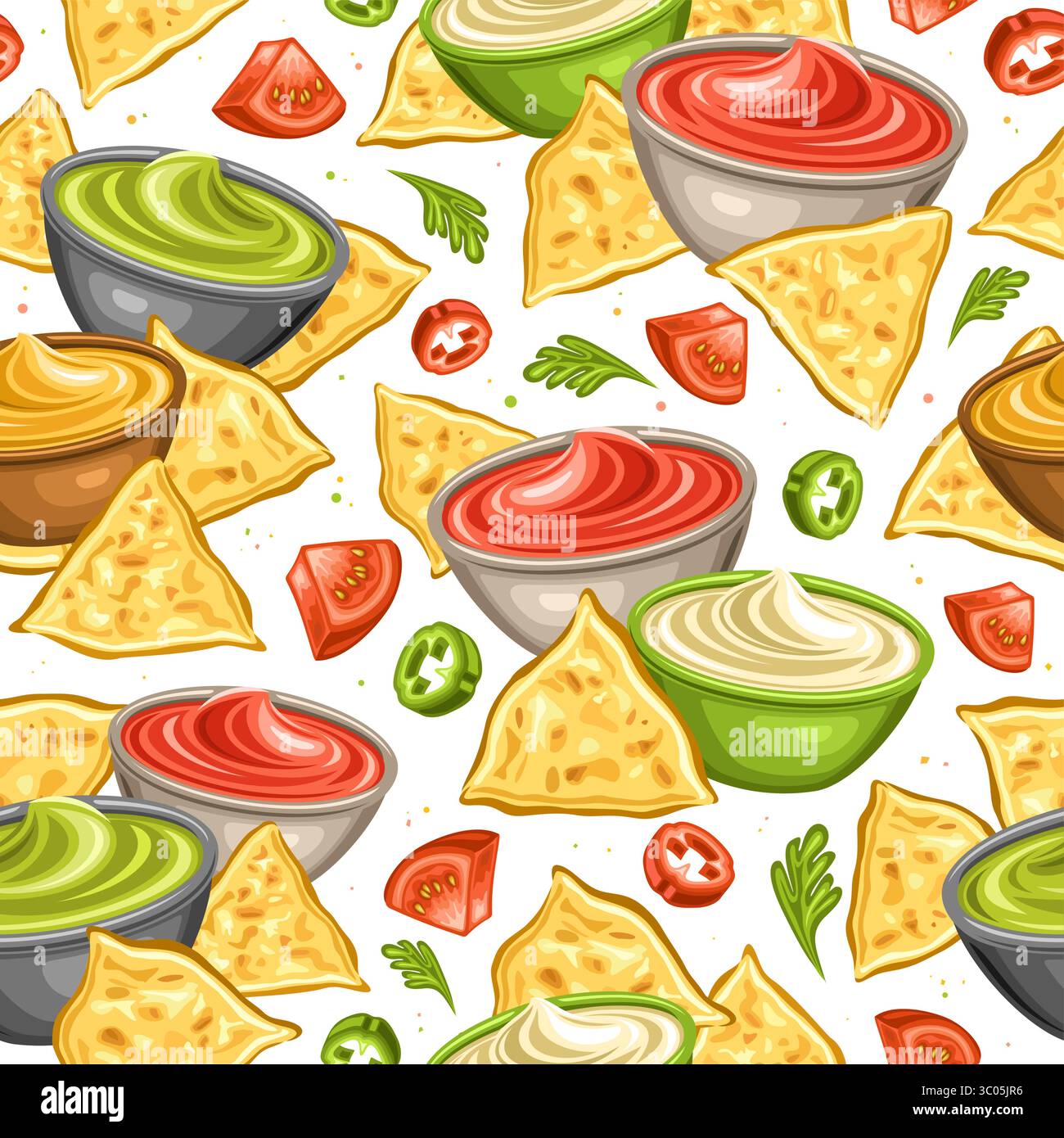Vector Nachos Seamless Pattern, repeating background with illustration ...