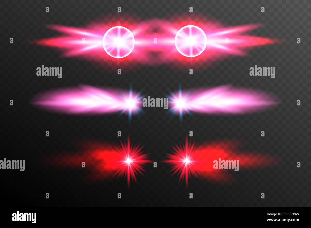 Realistic laser red eyes set. Vector illustration overlays isolated ...